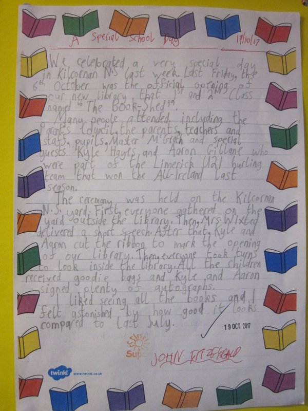 Recount writing / Kilcornan National School