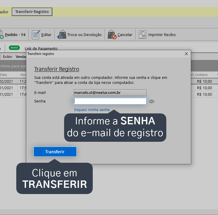 Transferir dados para outro computador | Central de Ajuda - Programa NEX