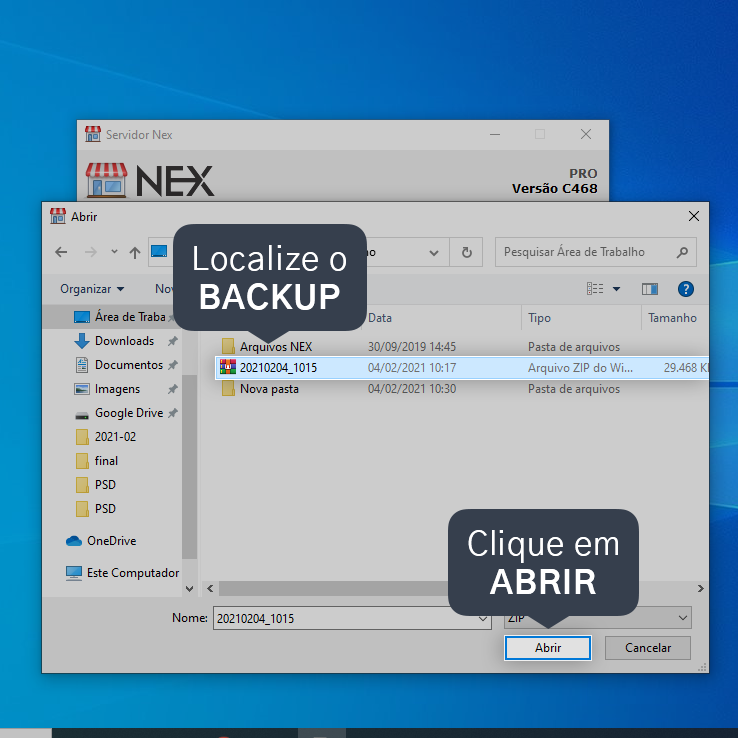 Transferir dados para outro computador | Central de Ajuda - Programa NEX