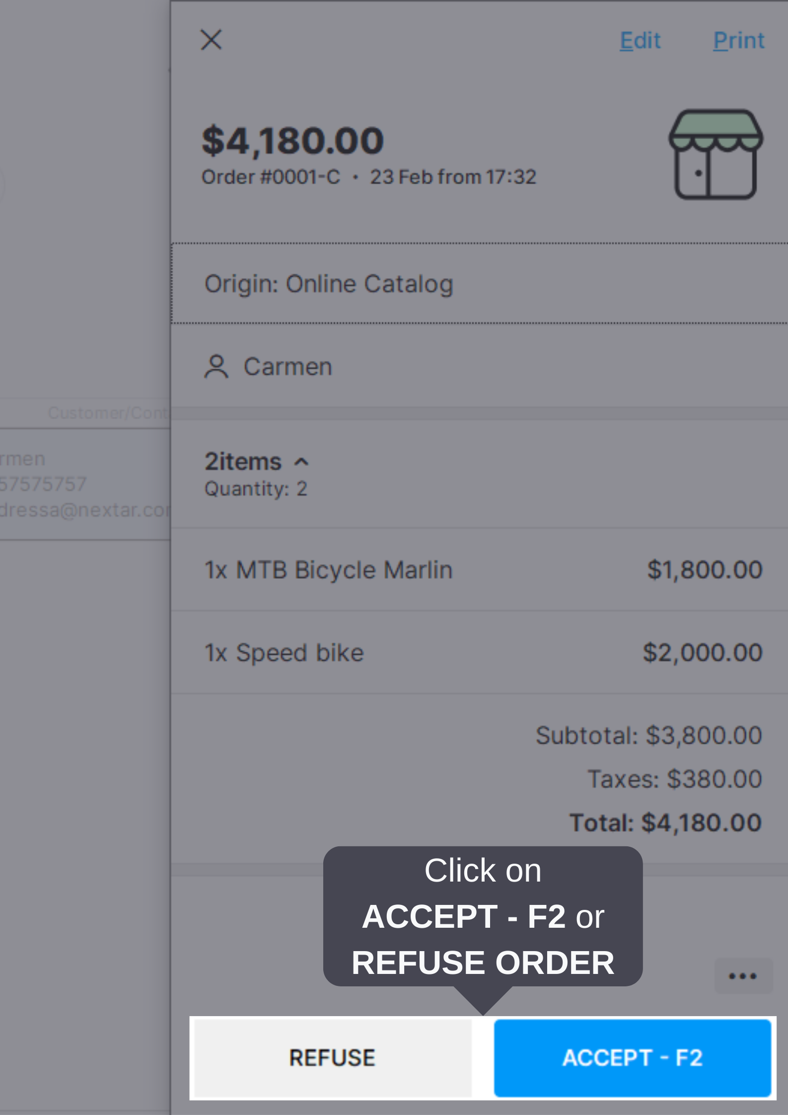 How to accept or refuse an Online Order