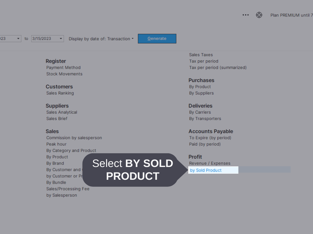 How to generate the Profit Report by Sold Product