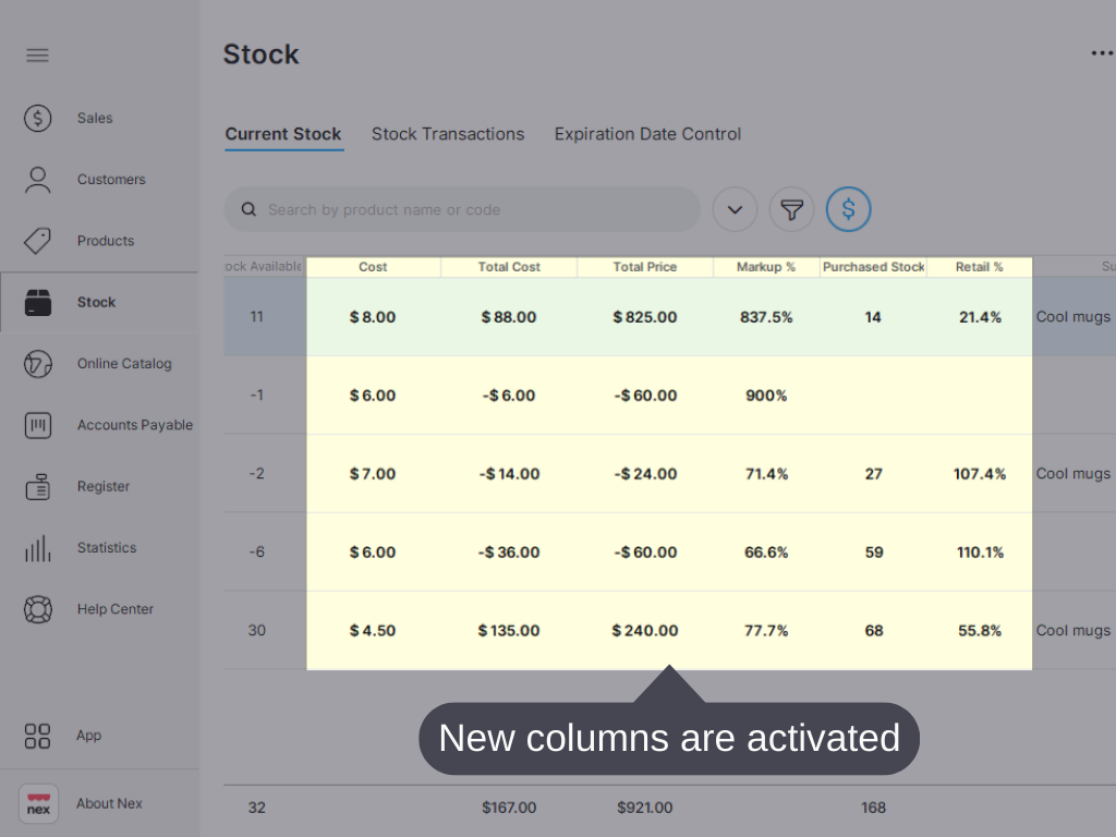 How to check financial Information: Total stock quantities and values
