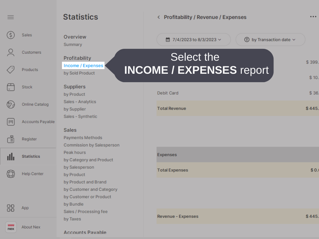 How to generate Income/Expense profitability report