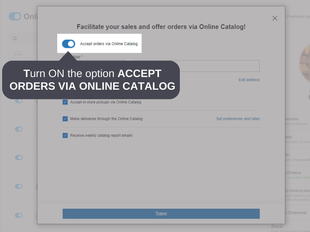 How to activate online order in the Online Catalog