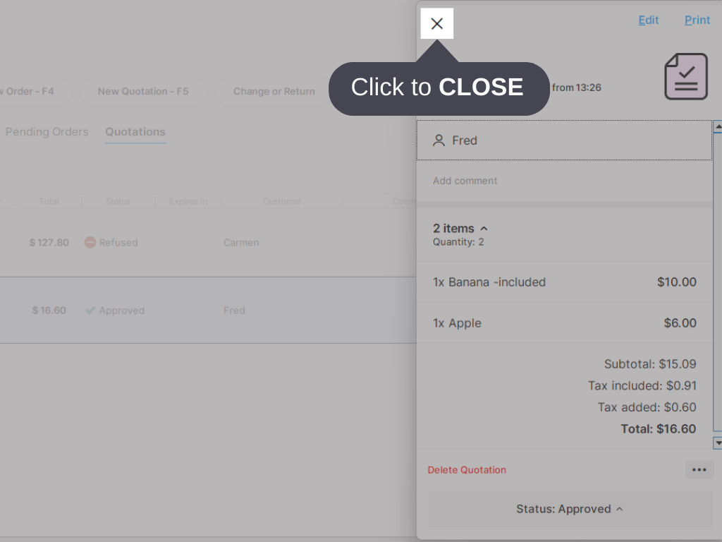 How to approve and reject a quotation