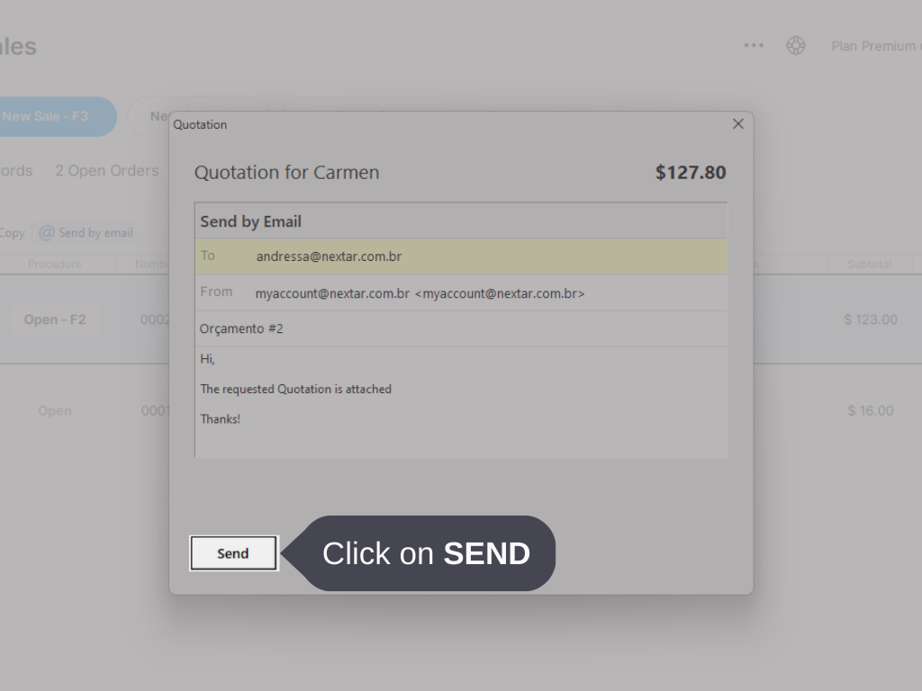 How to print or send a quotation by email