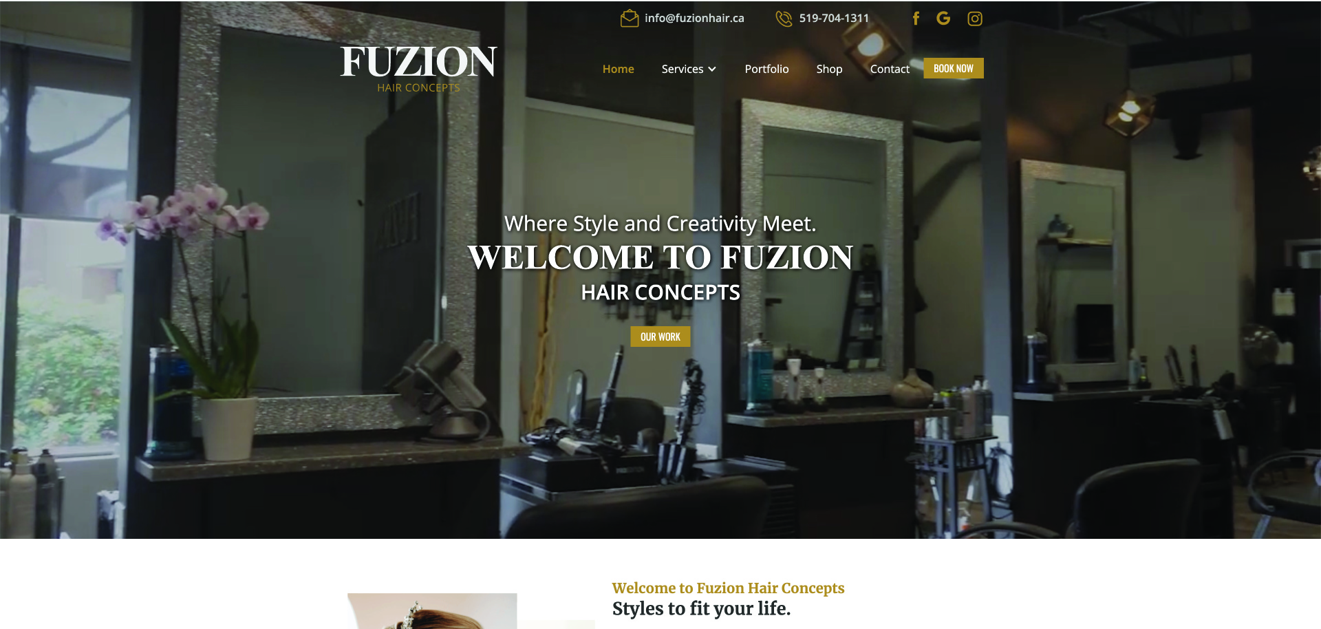 hi5 Design | Fuzion Hair Concepts Website Design