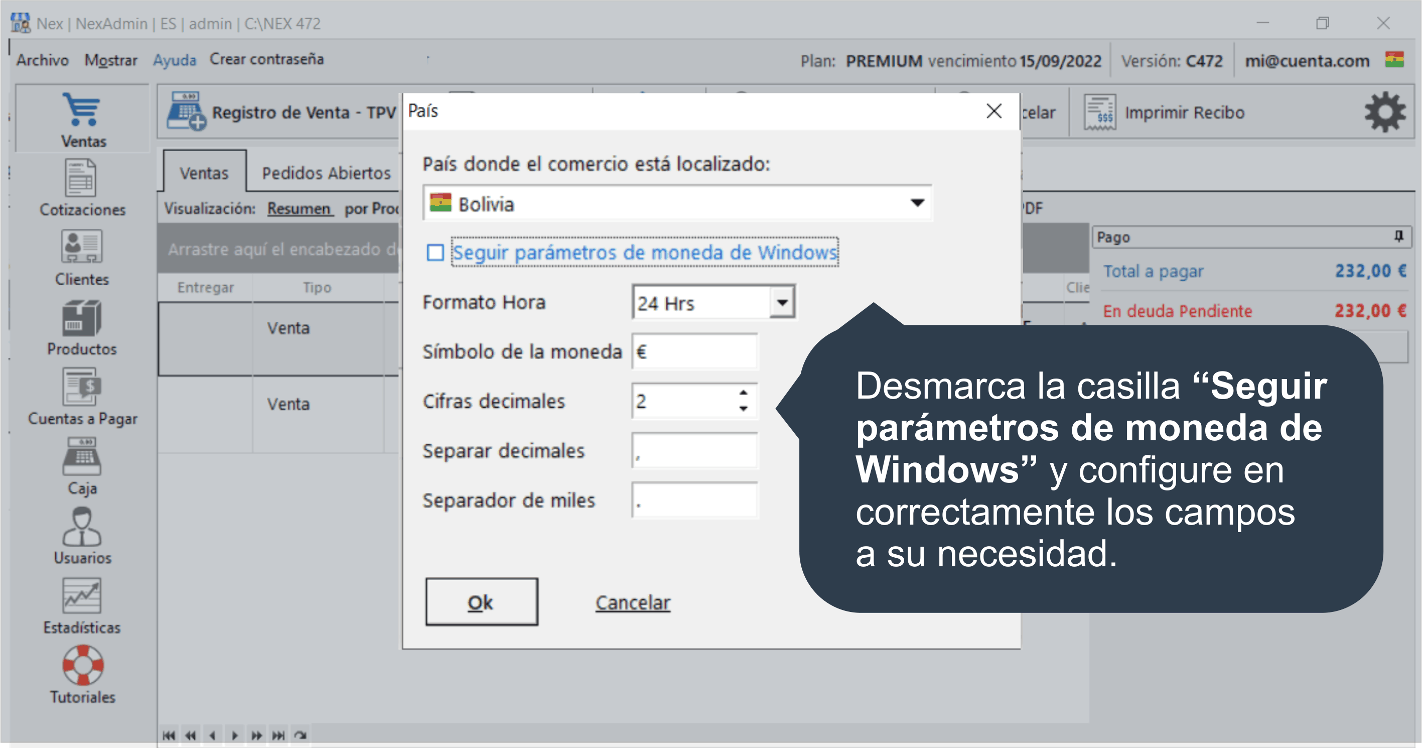 Cambiar símbolo de la Moneda