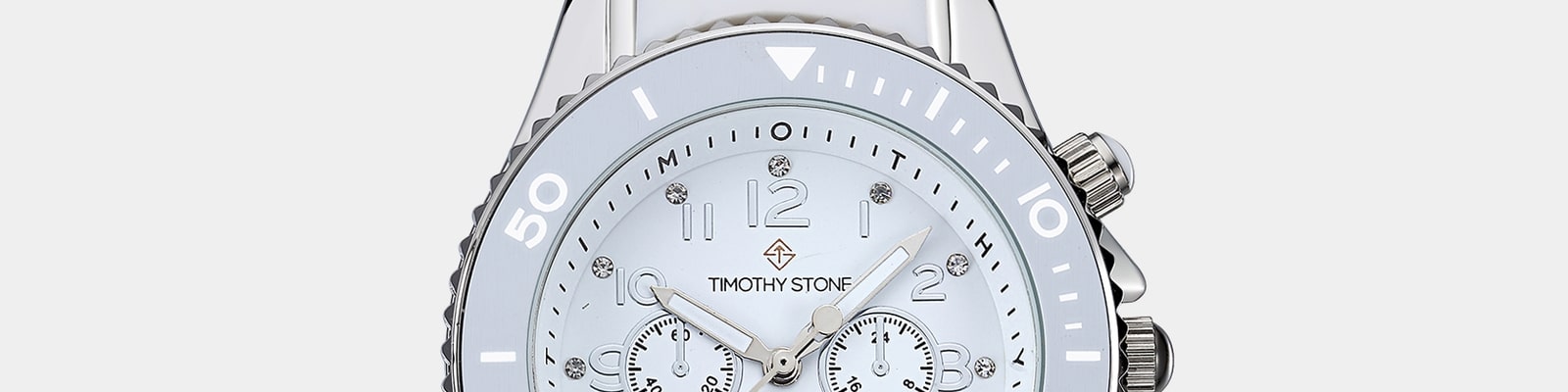 Silver-Tone & White "Amber Silicone" Watch | Timothy Stone