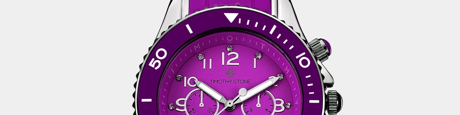 Silver-Tone & Purple "Amber Silicone" Watch | Timothy Stone
