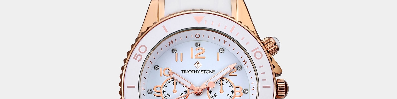 Rose Gold-Tone & White "Amber Silicone" Watch | Timothy Stone