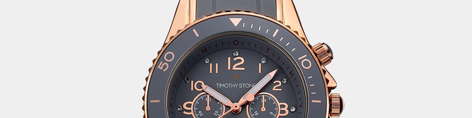 Rose Gold-Tone & Grey "Amber Silicone" Watch | Timothy Stone