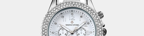 Silver-Tone & White "Amber Bicolor" Watch | Timothy Stone