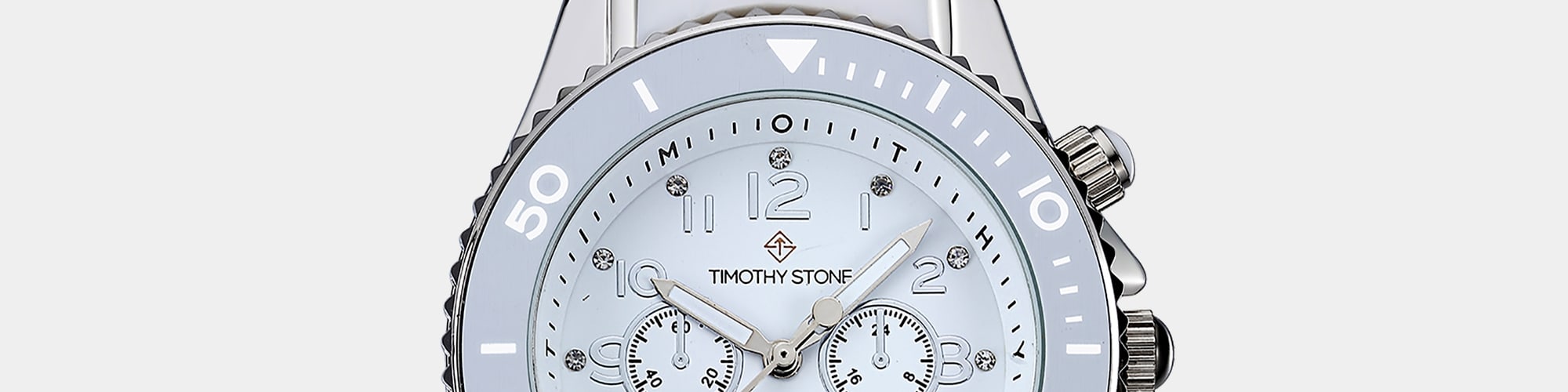 Silver-Tone & White "Amber White" Watch | Timothy Stone