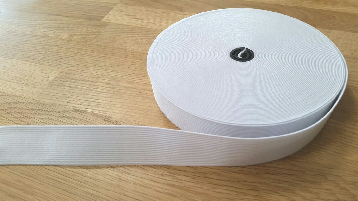 1" (25mm) white elastic 25m roll