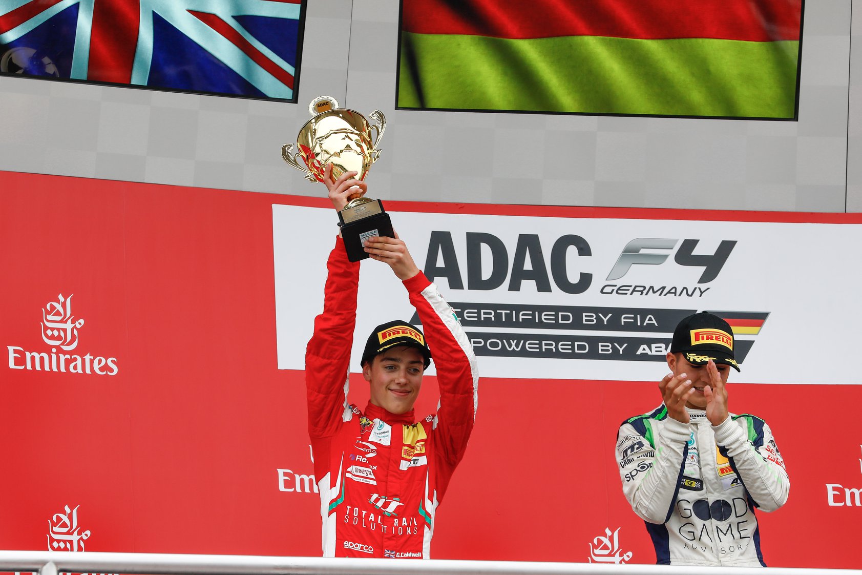 Olli Caldwell stands proud on F1 podium in Germany