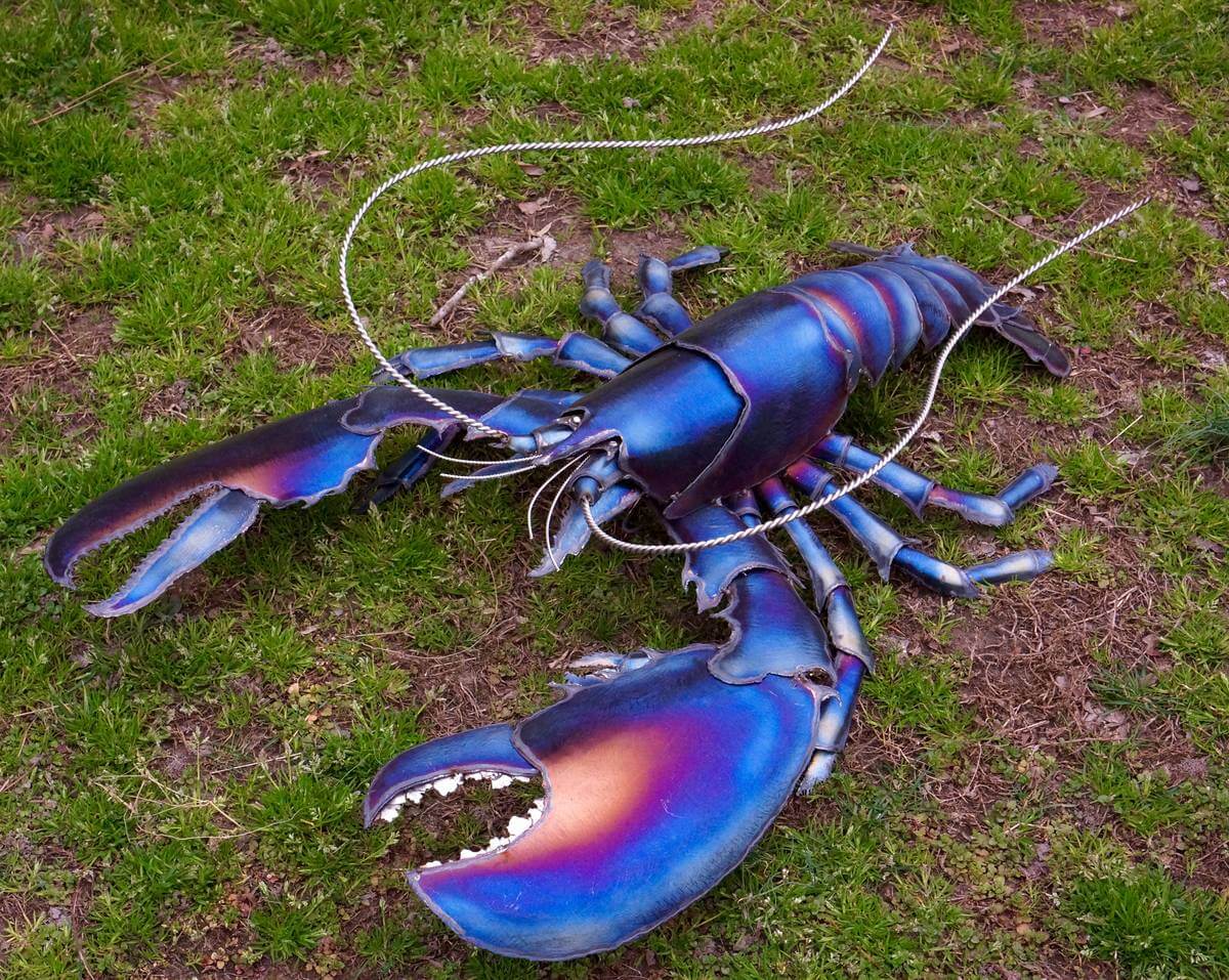Metal Sculpture: Blue Lobster