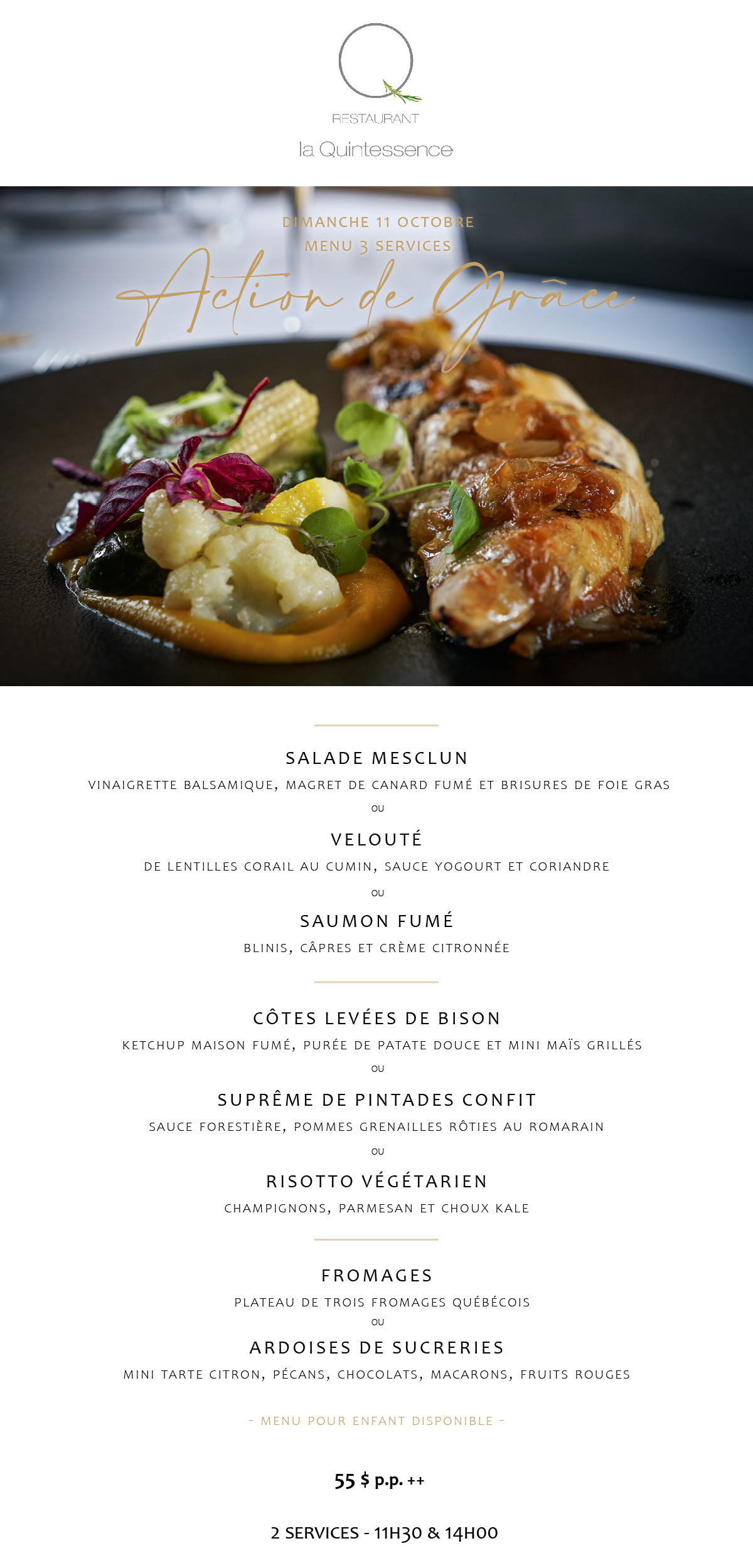 Nos menus - Restaurant La Quintessence | Hôtel Quintessence
