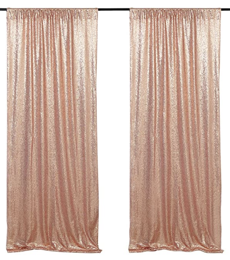 Pipe and Drape: Rose Gold Sequin - 12' for Rent | Pipe & Drape Rentals ...