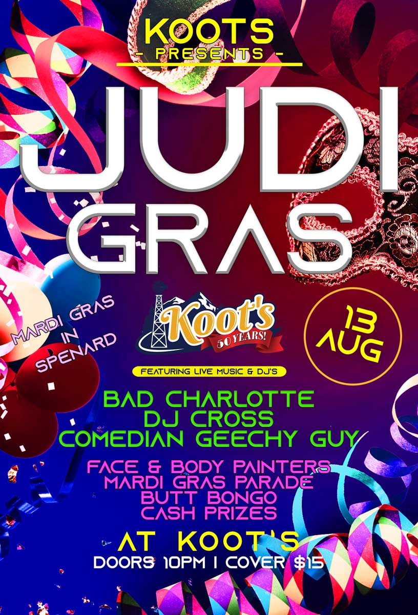 Judi Gras! Mardi Gras party in Spenard! 8/13 | Aug 13, 2022 | Koot's