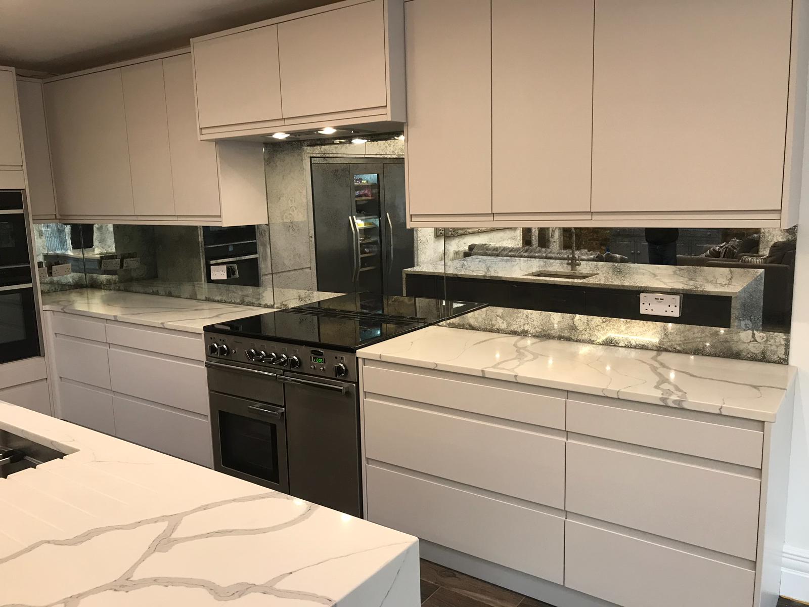 Kitchen splashback panels behind Aga - Saligo Design Project