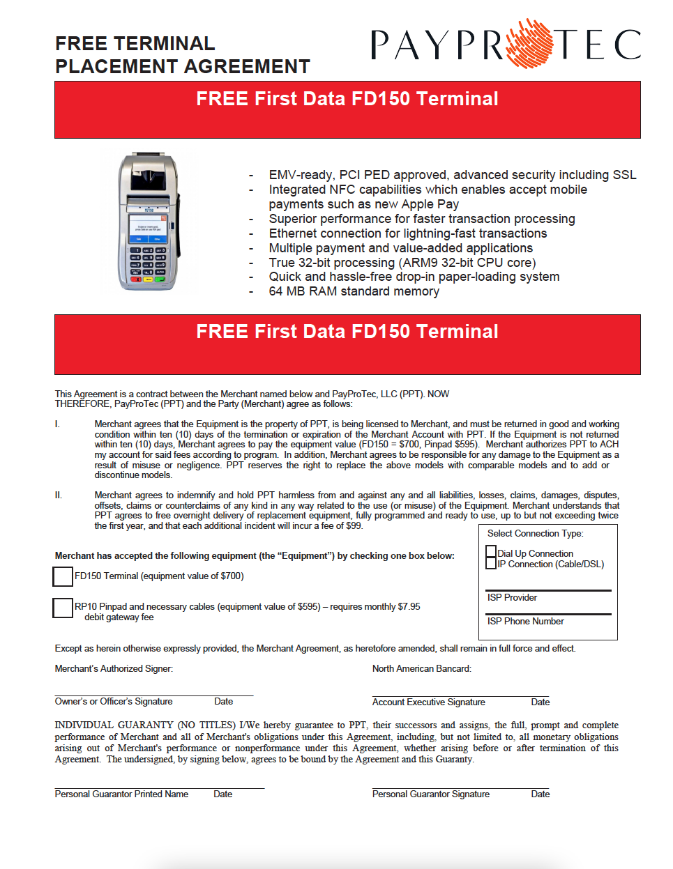 FREE First Data FD150 Terminal