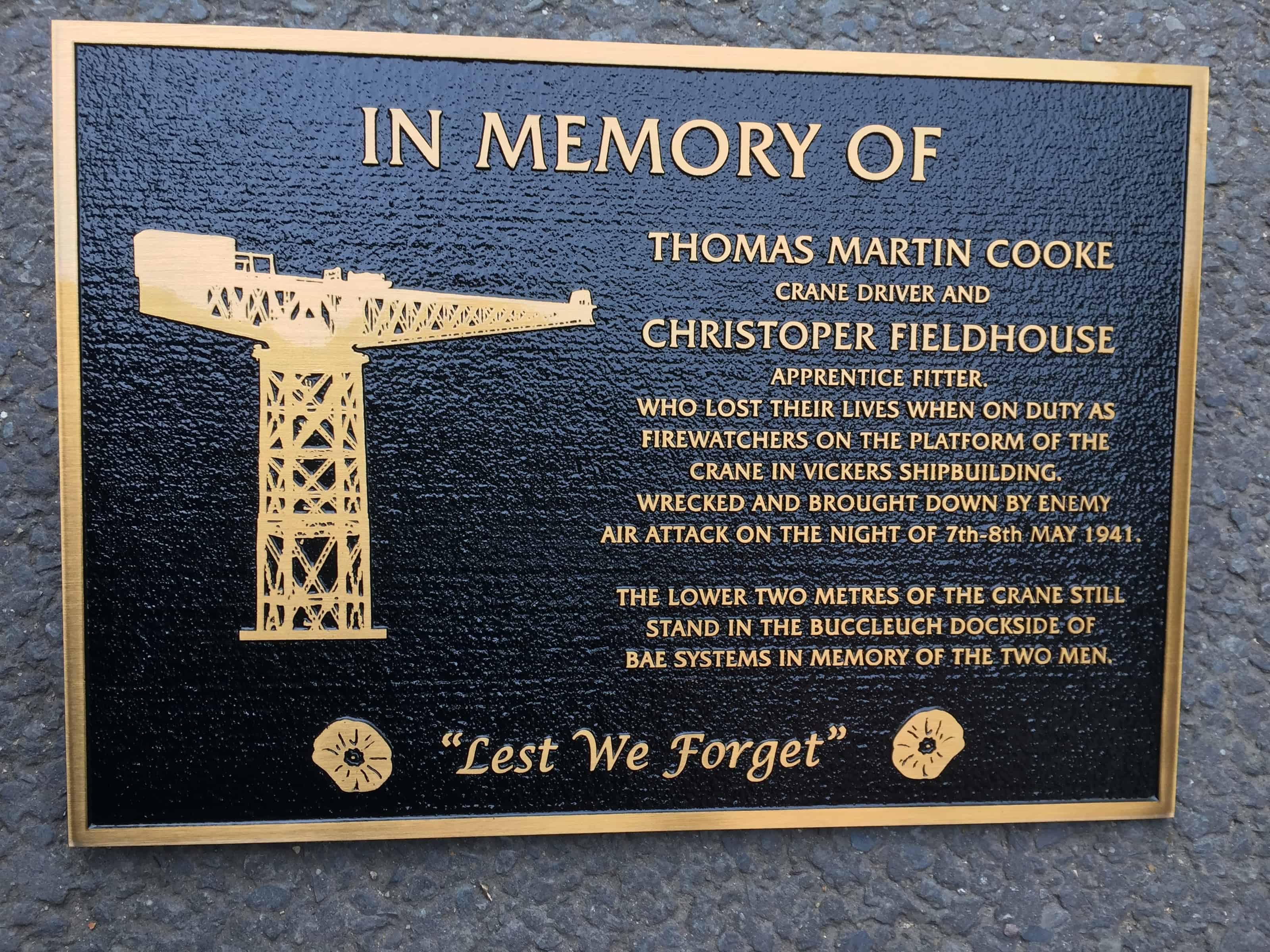 Memorial Plaque Anglia Sign Casting Co 