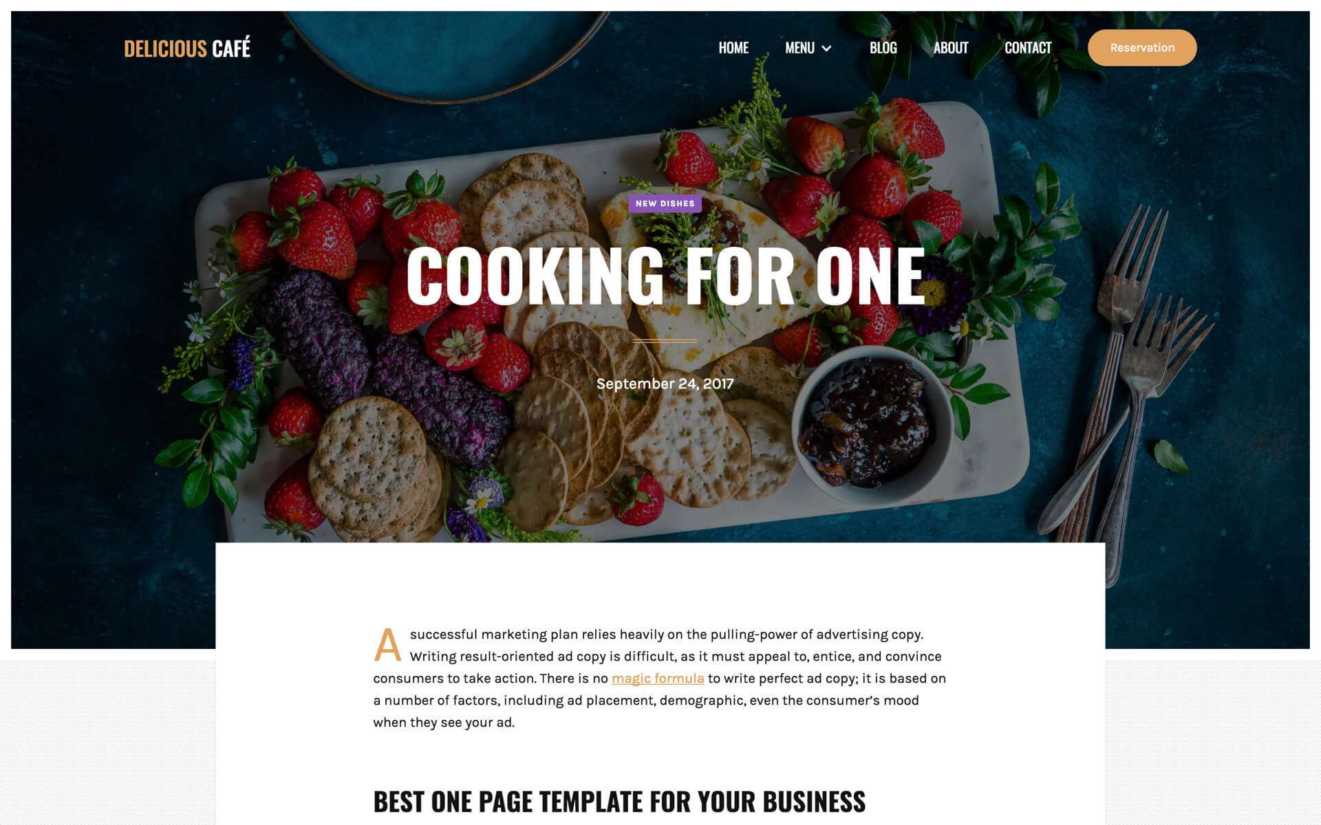 Café — Restaurant Website Template by Elastic Themes