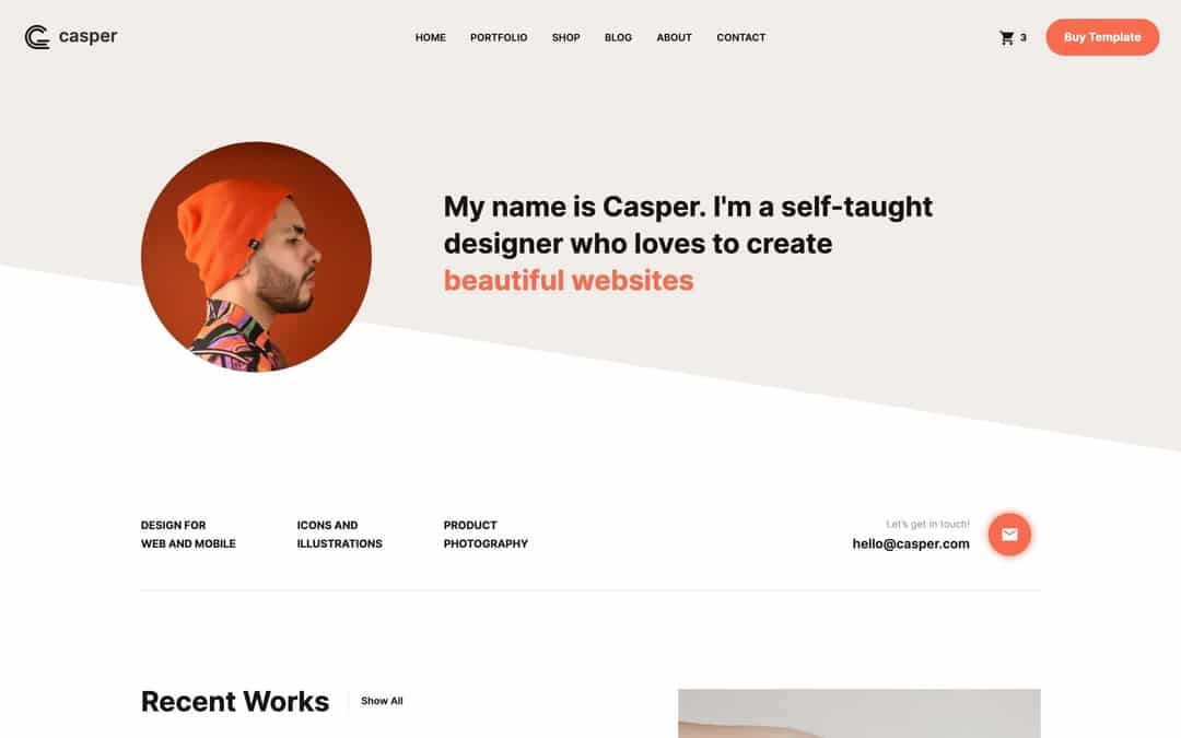 Casper — Portfolio, Blog and Shop Template by Elastic Themes