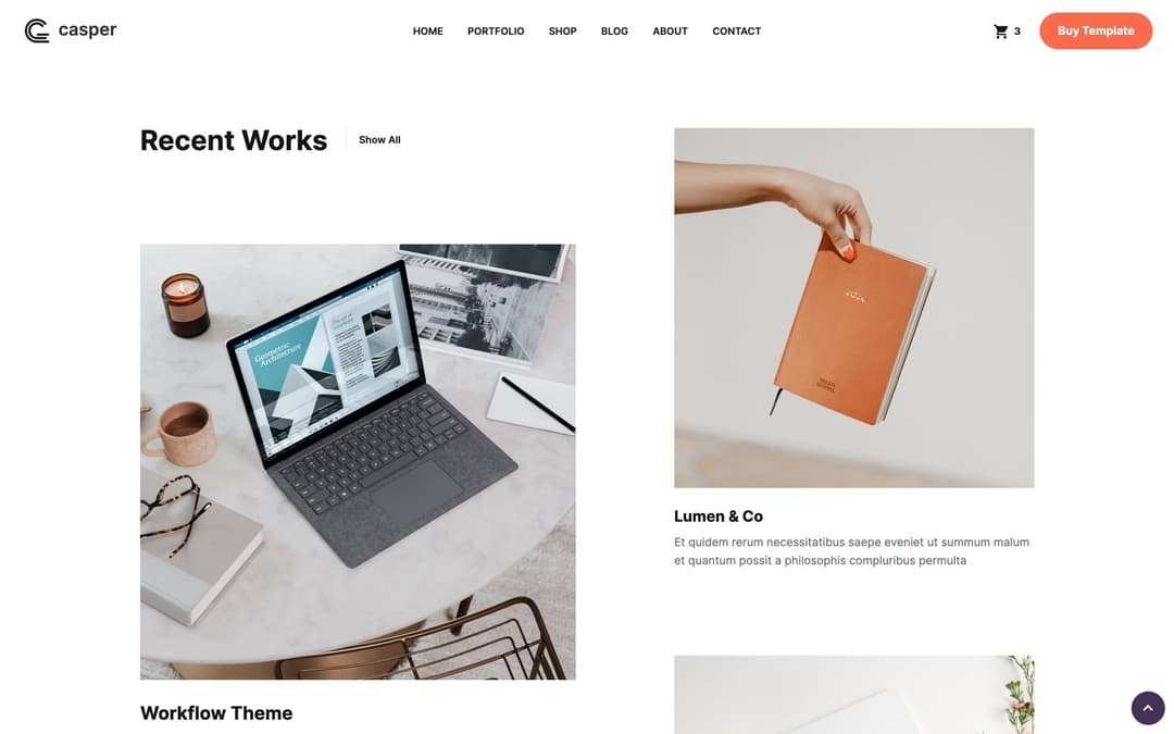 Casper — Portfolio, Blog and Shop Template by Elastic Themes