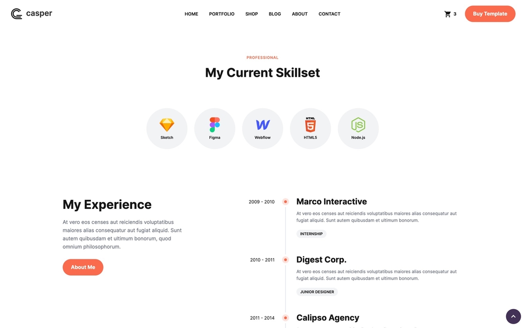 Casper — Portfolio, Blog and Shop Template by Elastic Themes