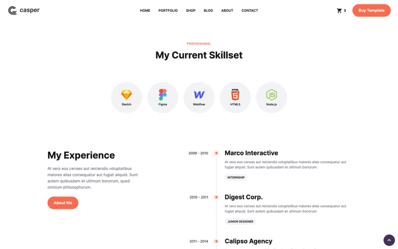 Casper — Portfolio, Blog and Shop Template by Elastic Themes