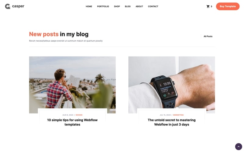 Casper — Portfolio, Blog and Shop Template by Elastic Themes