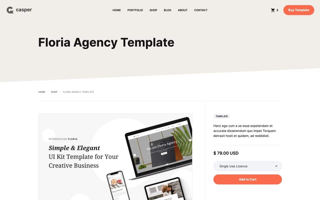 Casper — Portfolio, Blog and Shop Template by Elastic Themes