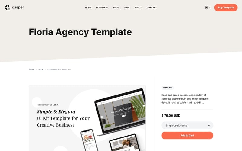 Casper — Portfolio, Blog and Shop Template by Elastic Themes