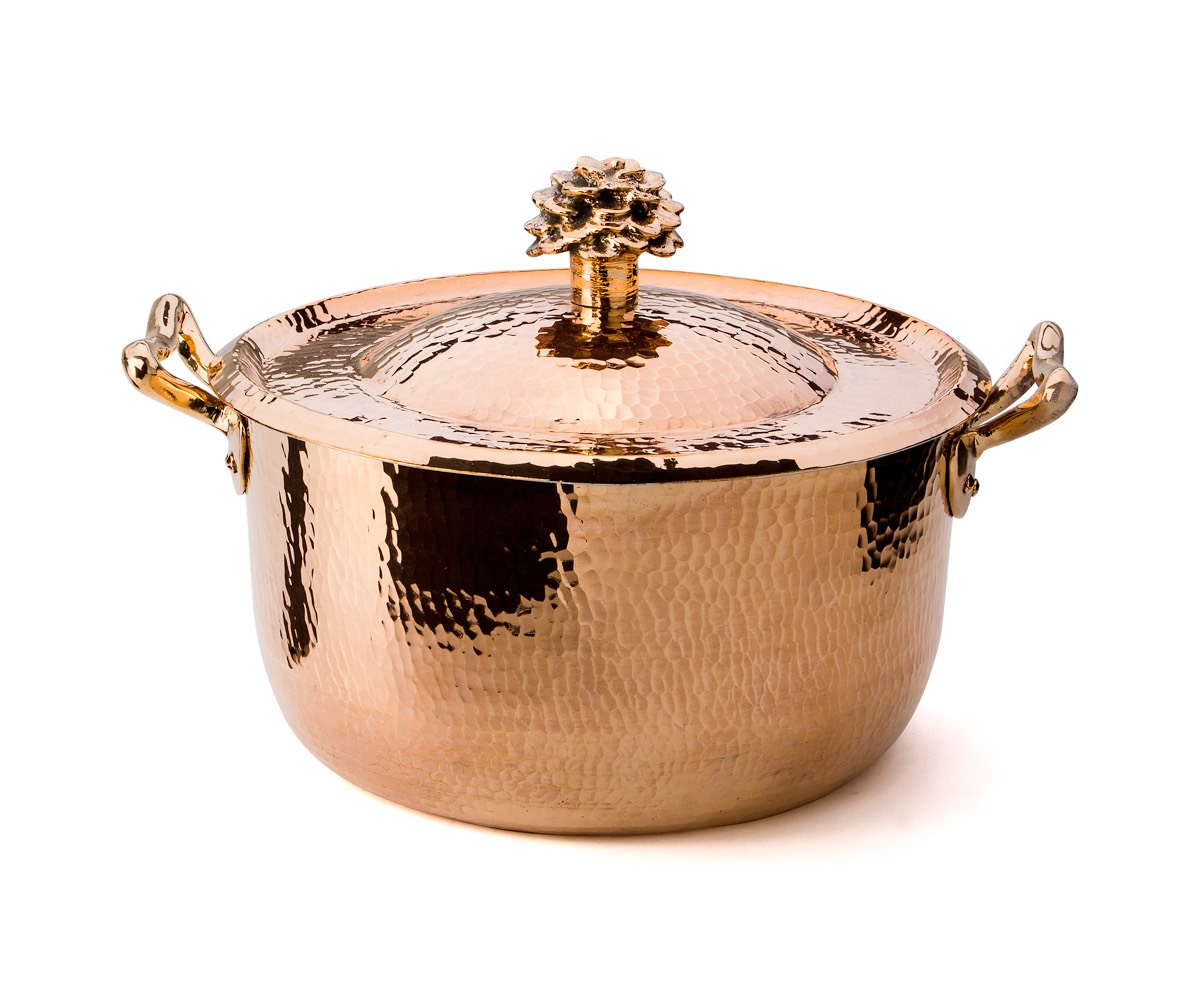 Amoretti Brothers Copper Cookware - 5.7 qt Dutch Oven ”Flower"