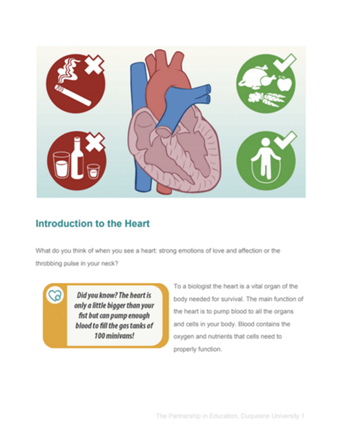 Heart Student Reading Pages | The Partnership in Education