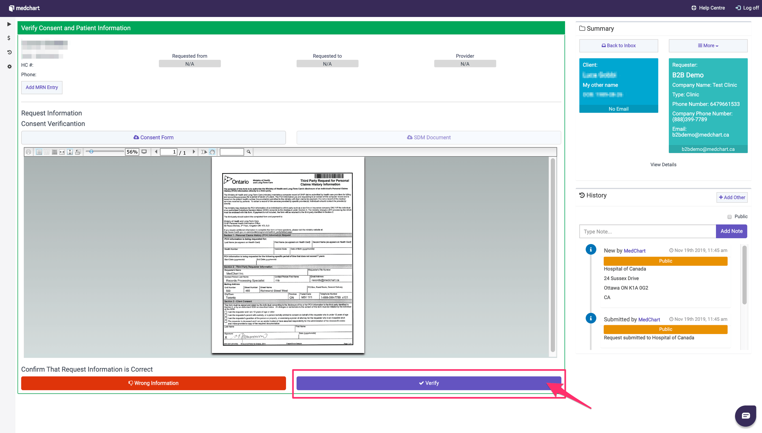 Dynacare APS Requests
