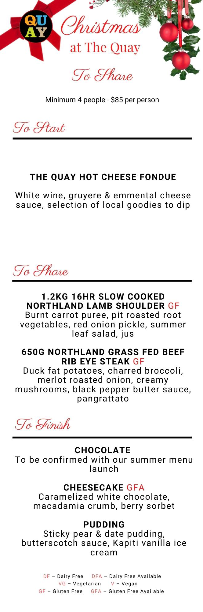 Christmas Set Menu | The Quay Cafe, Restaurant & Bar Whangarei