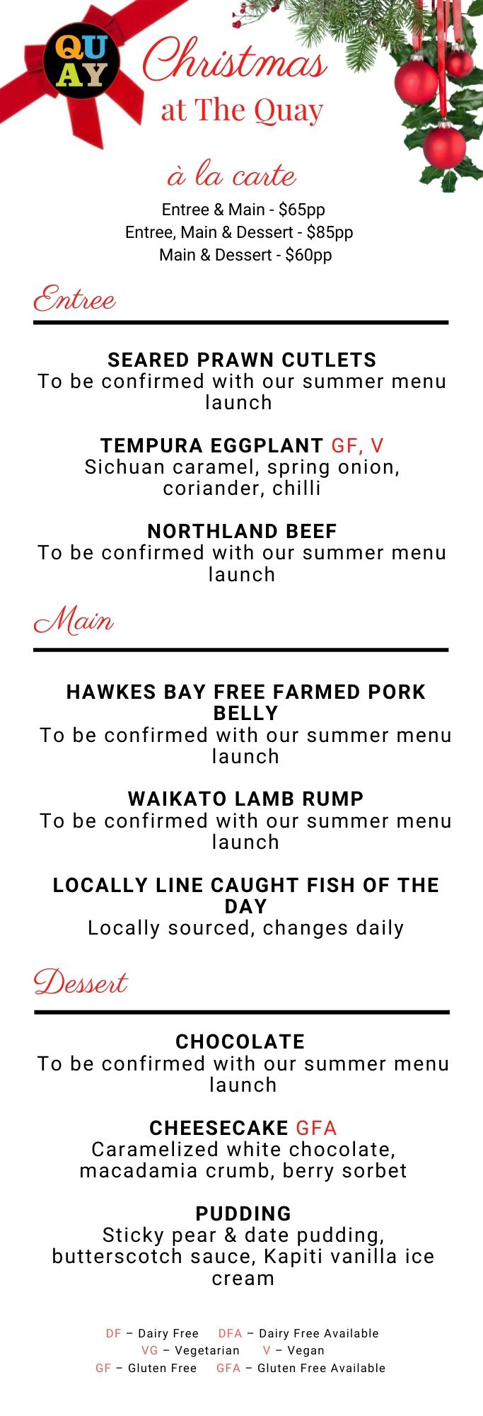 Christmas Set Menu | The Quay Cafe, Restaurant & Bar Whangarei