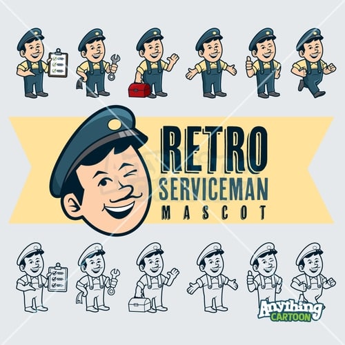 Serviceman Mascot Clipart Package | Anything Cartoon