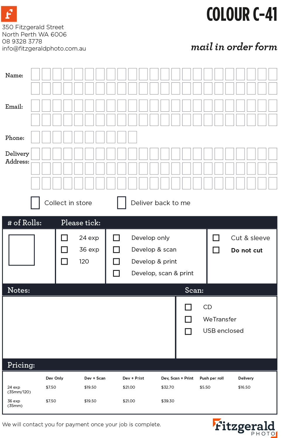 Film Developing Services in Perth Australia - FItzgerald Photo