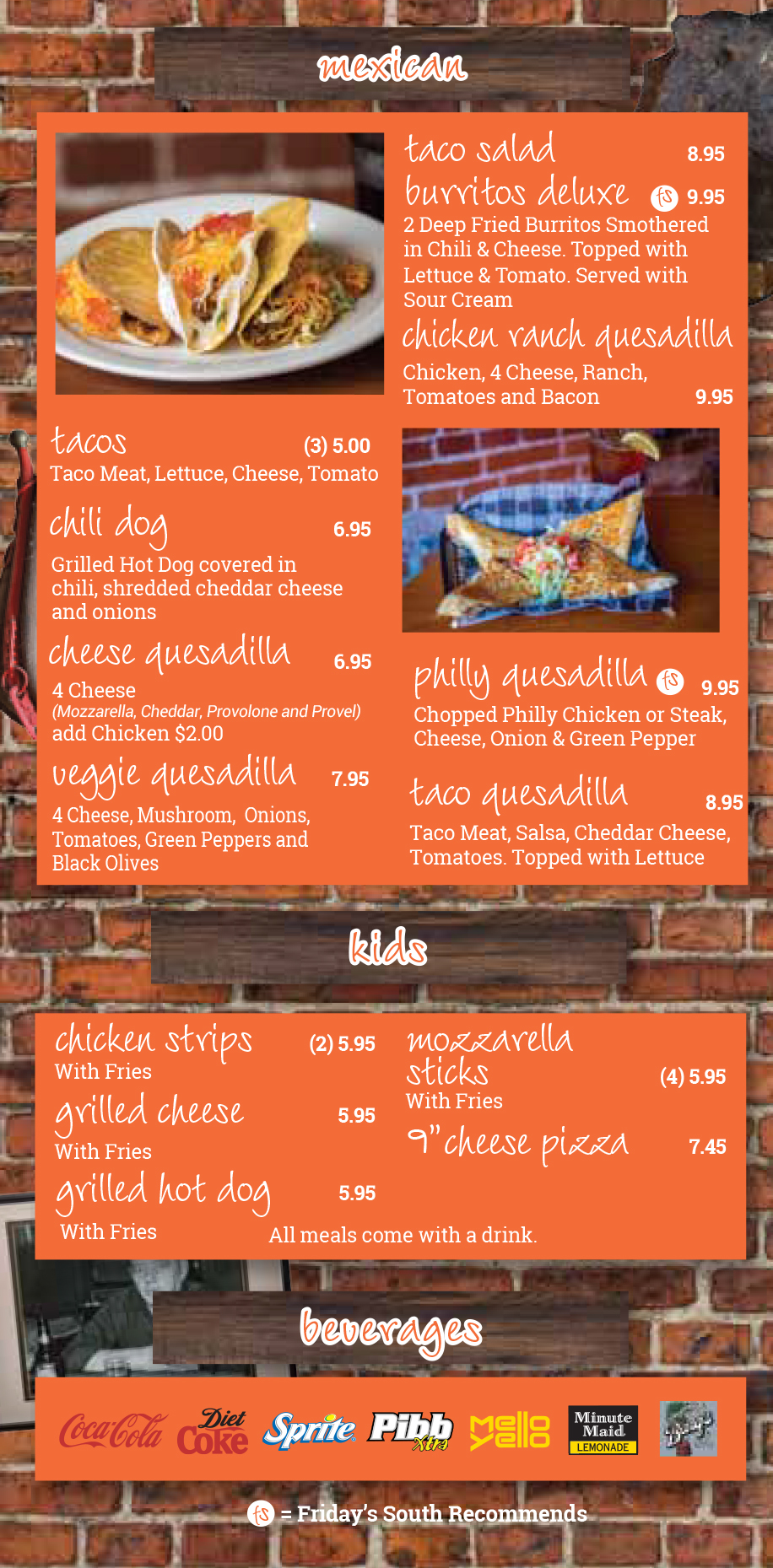 Fridays South Menu