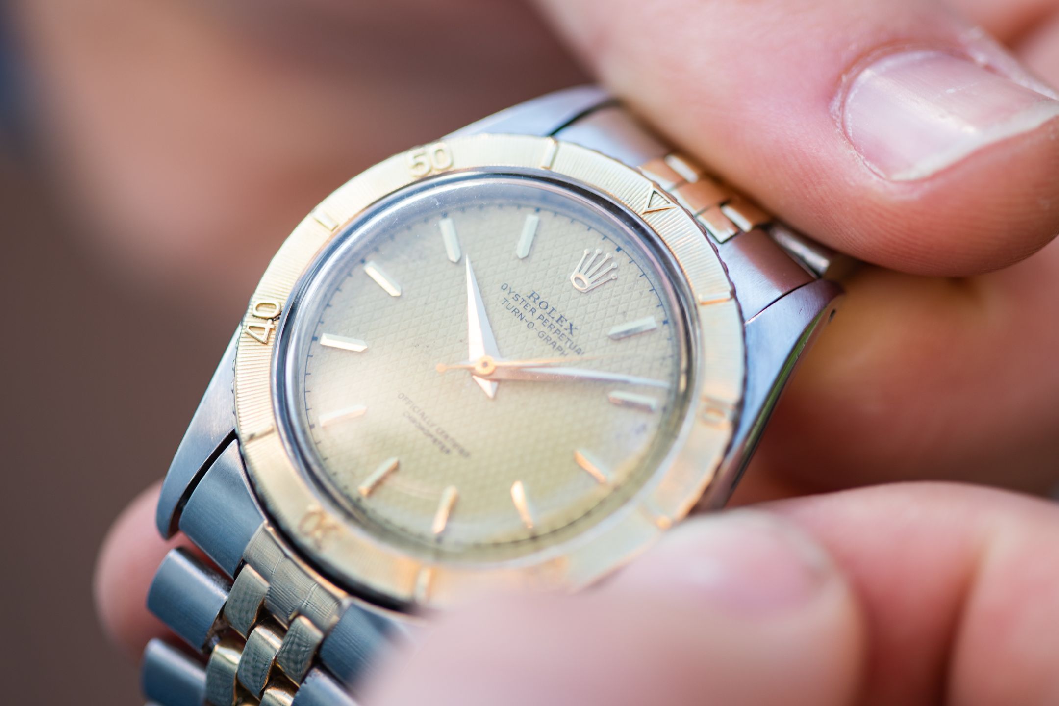 Turnograph White Waffle Dial