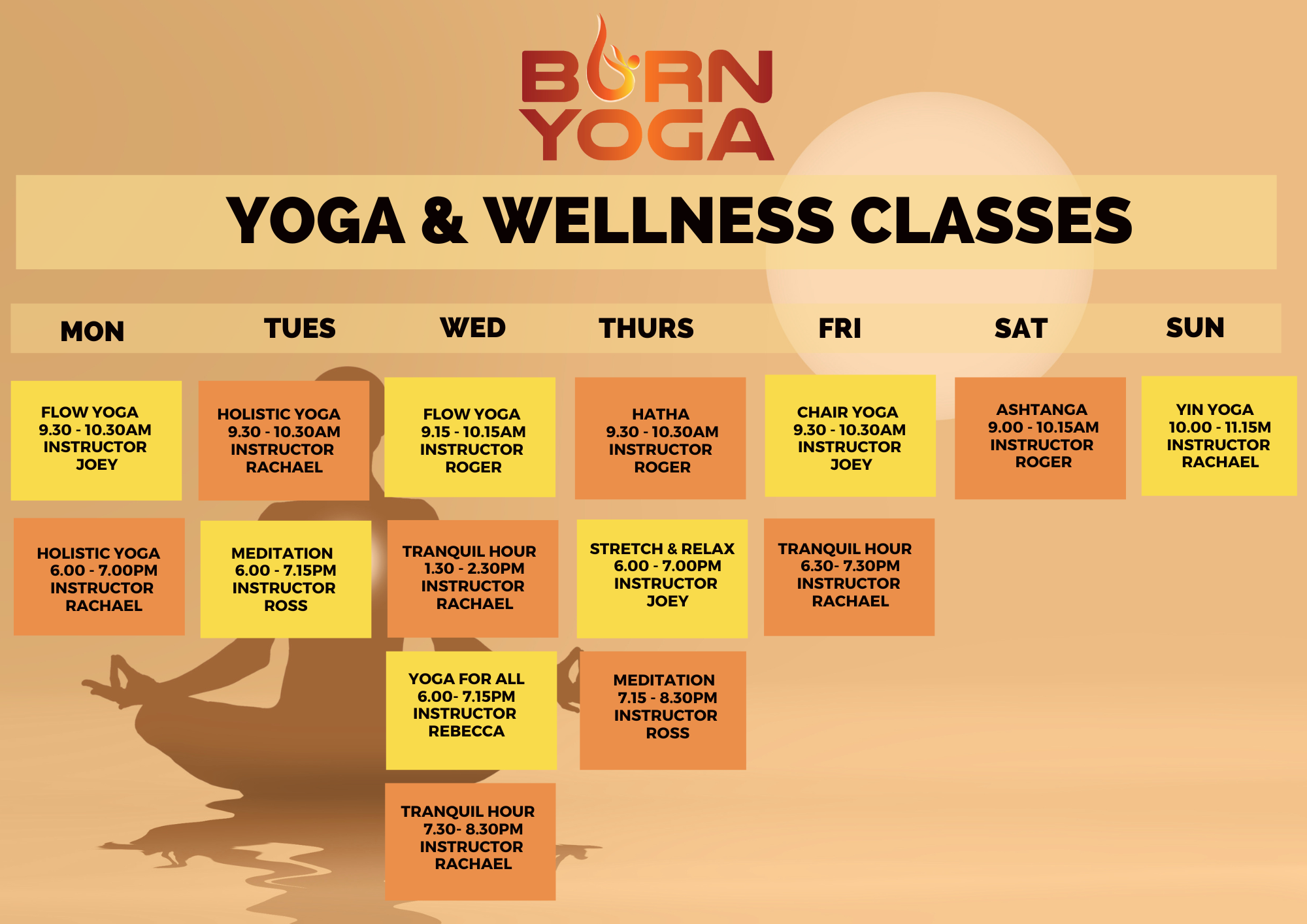 YOGA Classes and Timetables