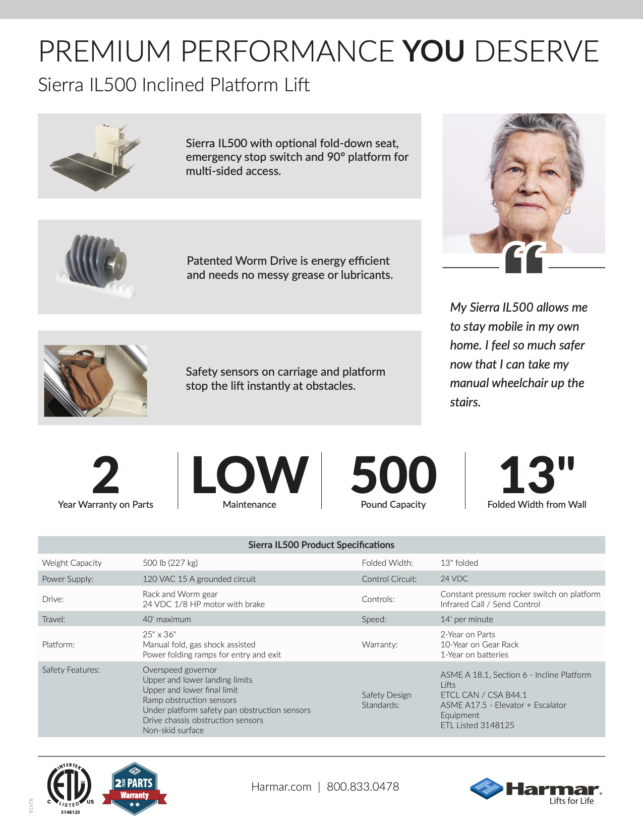 Harmar Sierra IL500 Inclined Platform Lift