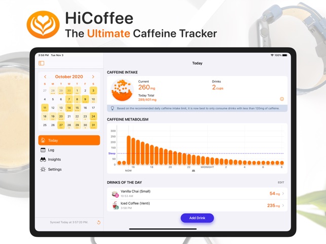 HiCoffee - Caffeine Tracker for Iphone, Ipad & Apple Watch | Sleep is a ...