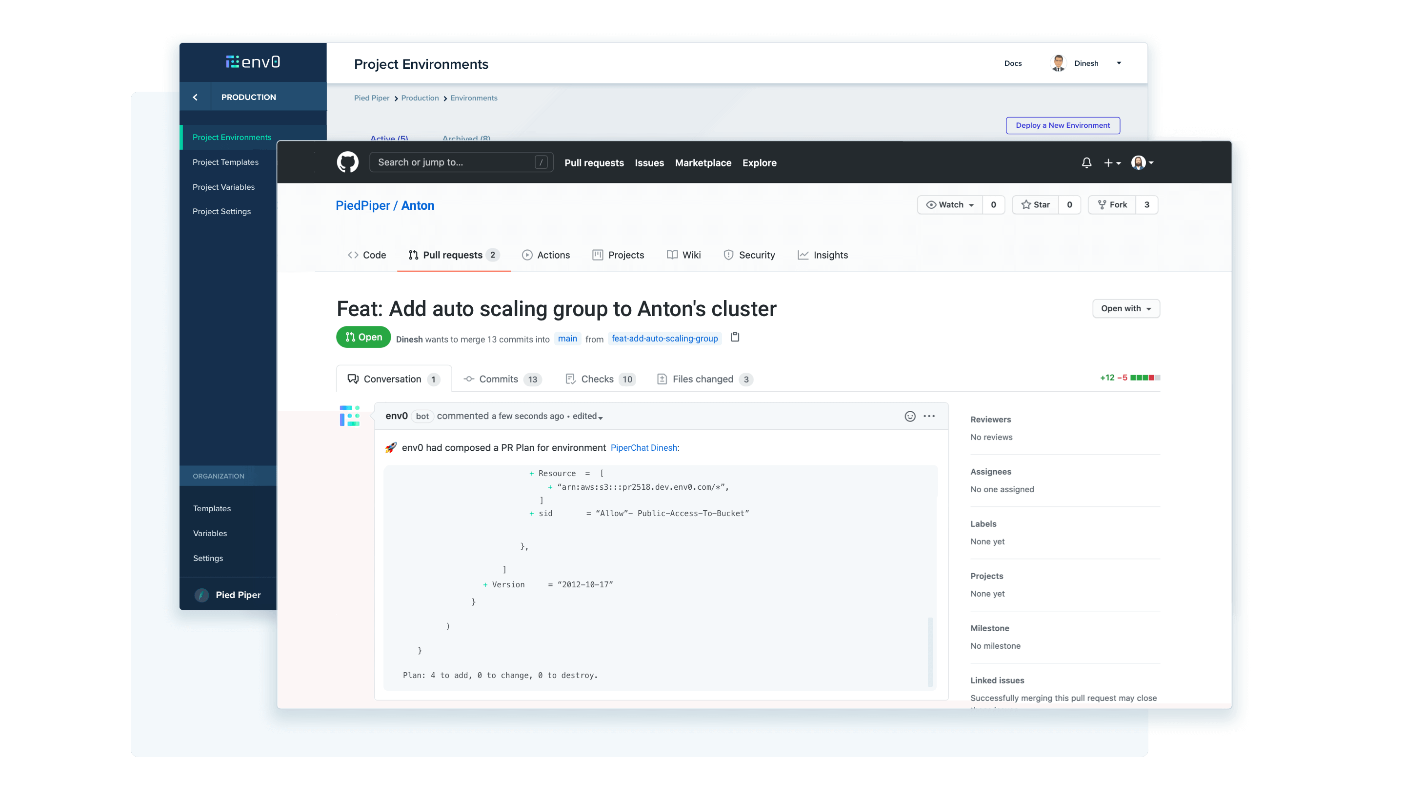 Automated remote-run workflows management | env0