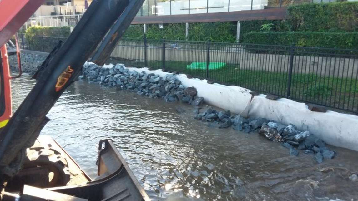 Rock Armouring Project Hollywell | Gold Coast Barges