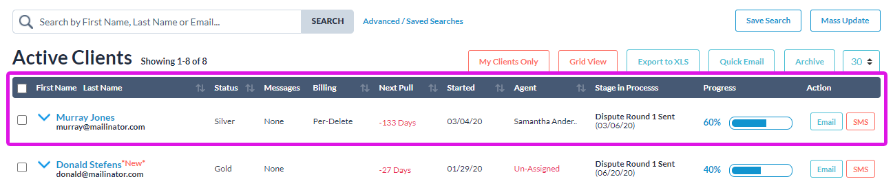 Client List Overview